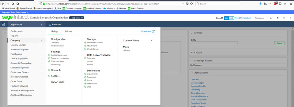 Sage Intacct Credentials