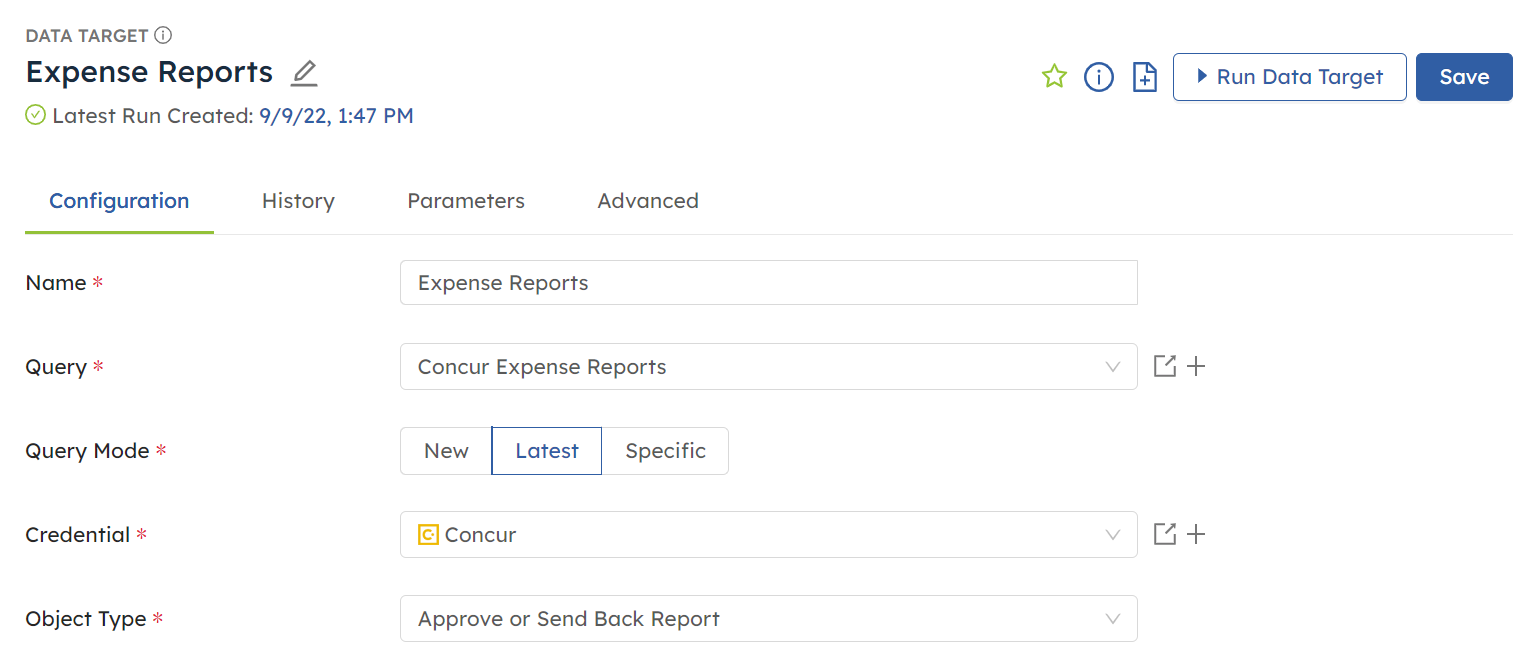 SAP Concur Expense Data Targets