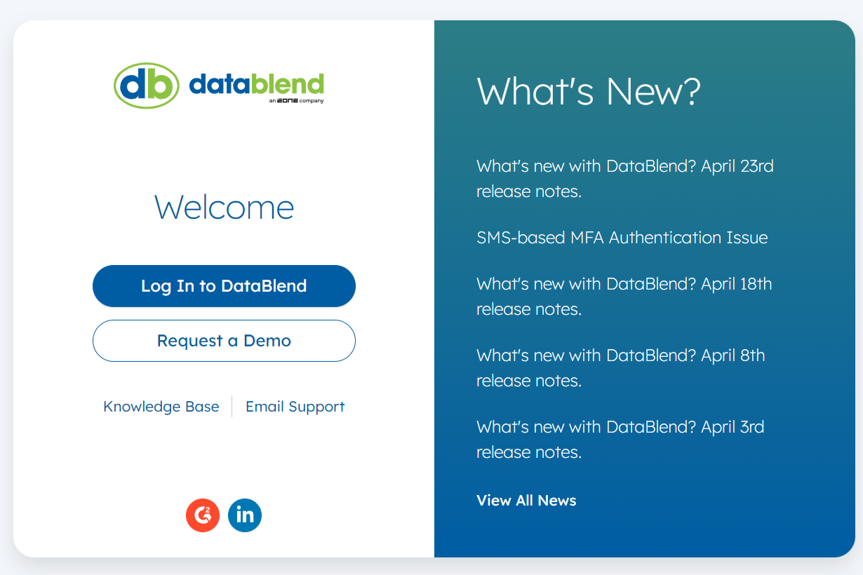 Logging into DataBlend