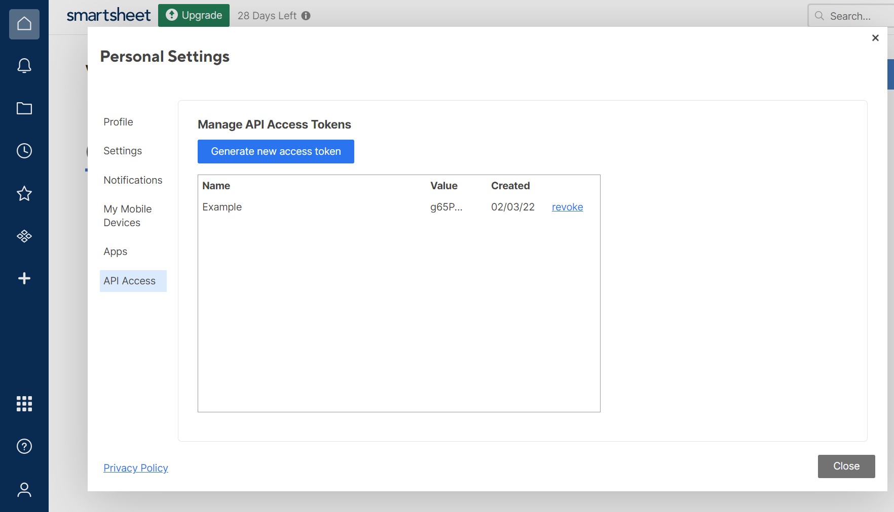 Smartsheet Credentials